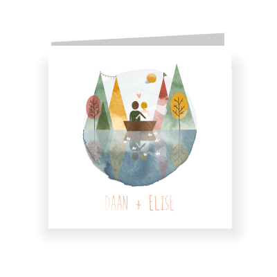 Trouwkaart roeibootje natuur